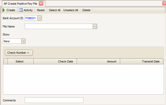 Create Positive Pay File